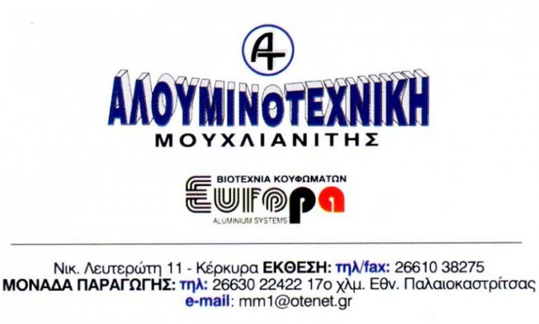 Κουφώματα Αλουμινίου , Κέρκυρα, Αλουμινοτεχνική Μουχλιανίτης ...